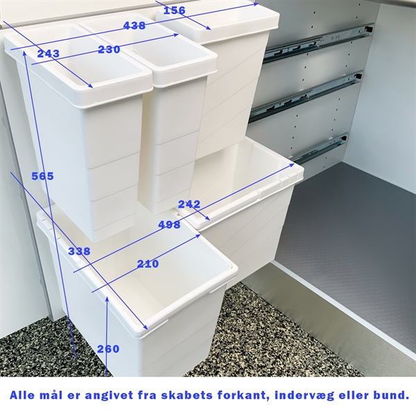 Affaldssystem - affaldssortering - 5 spande - byg selv system